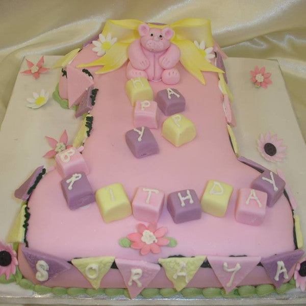 1st Teddy Bear Numbered Birthday cake – celticcakes.com