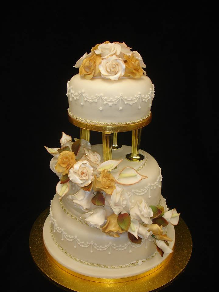 3 Tier Gold Wedding Cake – celticcakes.com